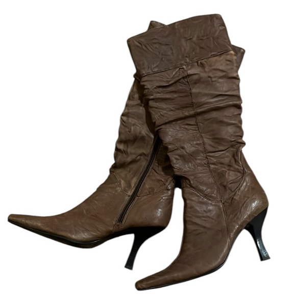Mixit | Shoes | Vintage Mixit Knee High Leather Slouched Heeled Boots ...